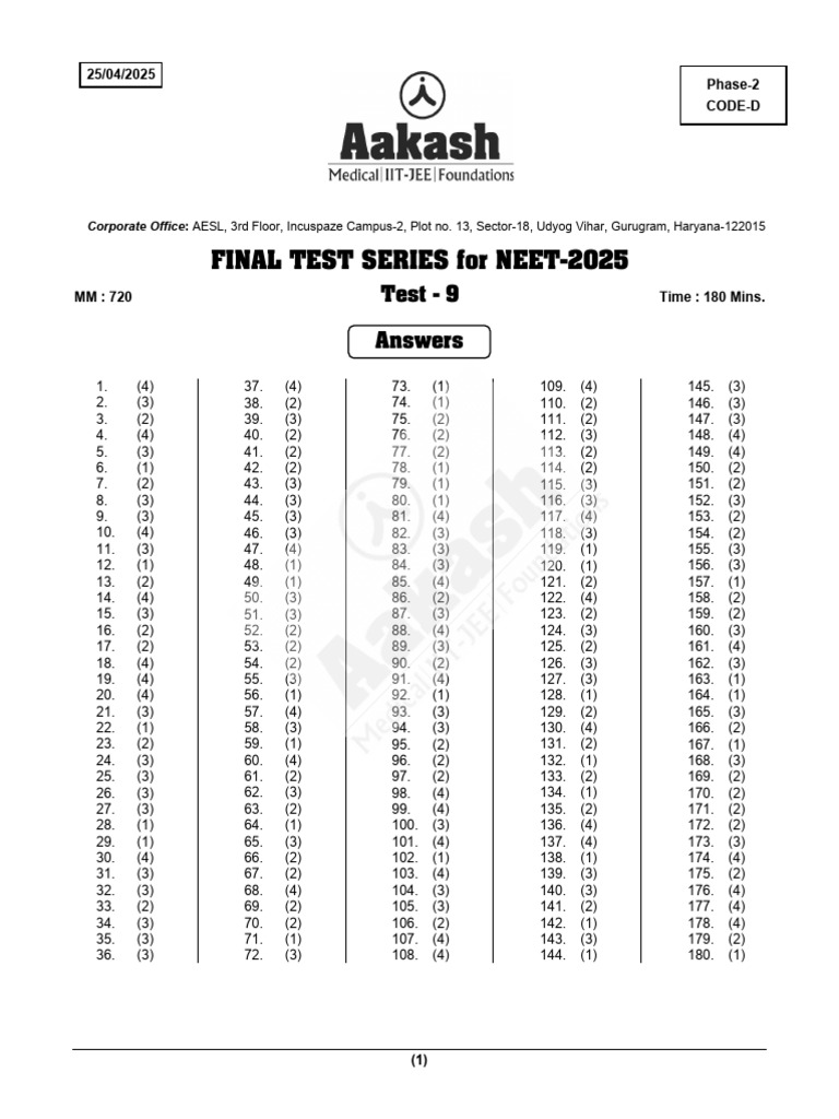 FTS 09D (P2) - 25 04 2025 - Sol | PDF | Heart | Chemical Synapse