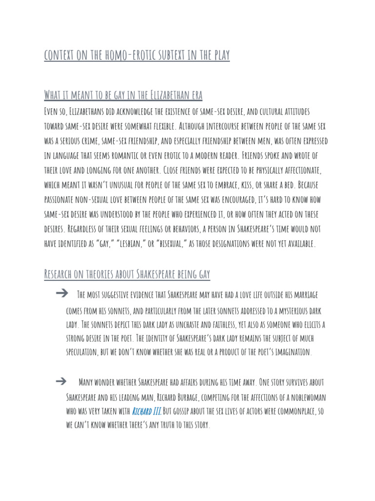 English Reasearch For Homoerotic Subtext | PDF | Shakespeare's Sonnets | Human Sexuality