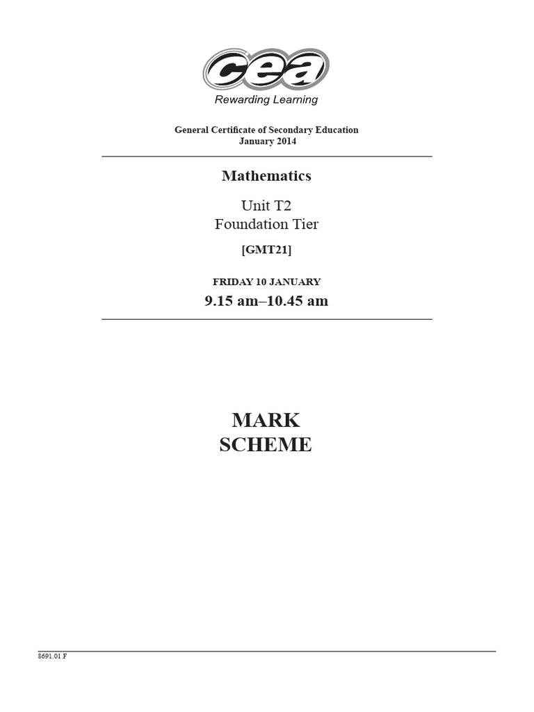 GCSE Maths Mark Scheme Jan 2014 | PDF | Error | Mathematics