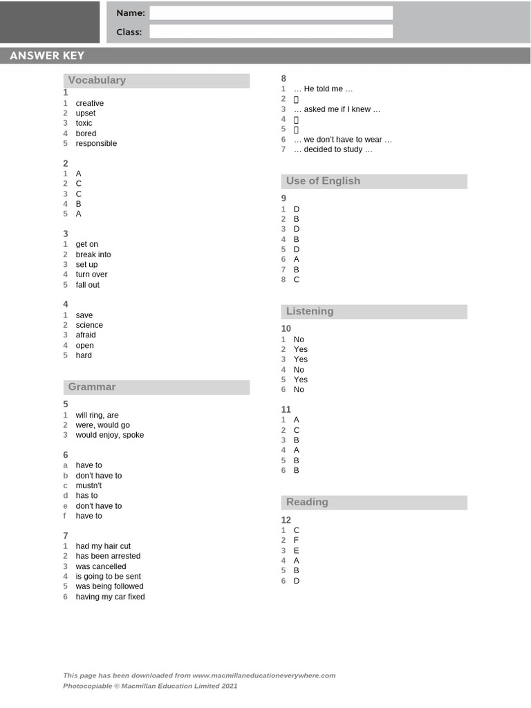 EOY Standard Test Vocabulary & Grammar | PDF | Human Communication ...