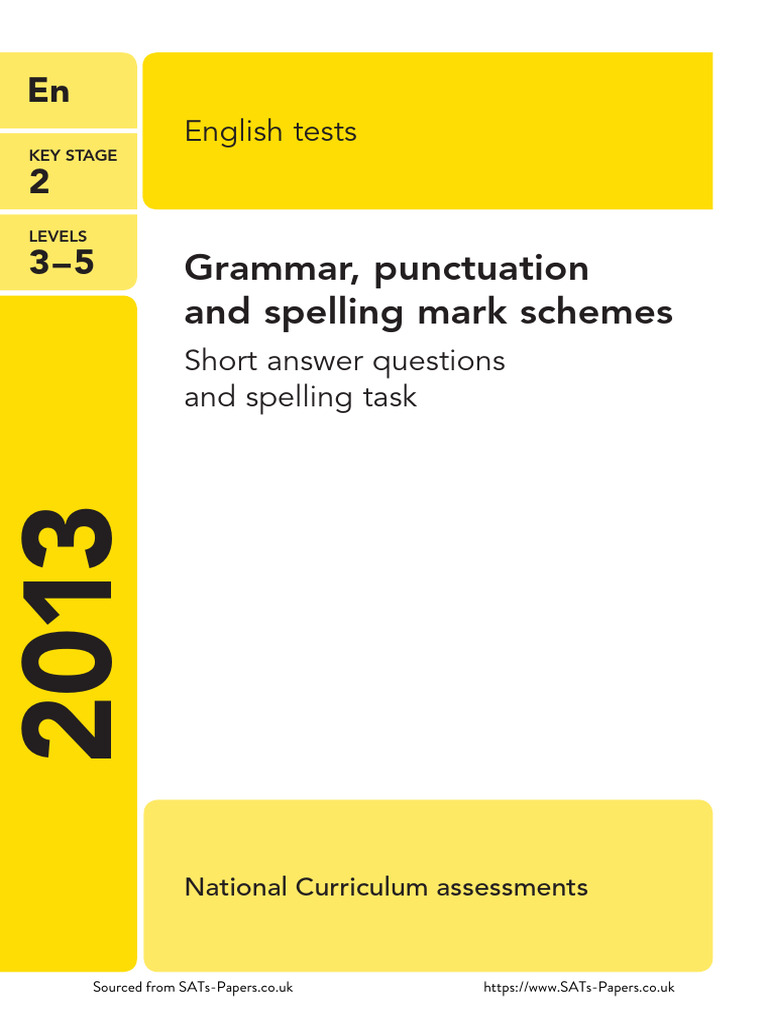 Ks2 English 2013 Grammar Punctuation Spelling Marking Scheme | PDF | Part Of Speech | Linguistic ...