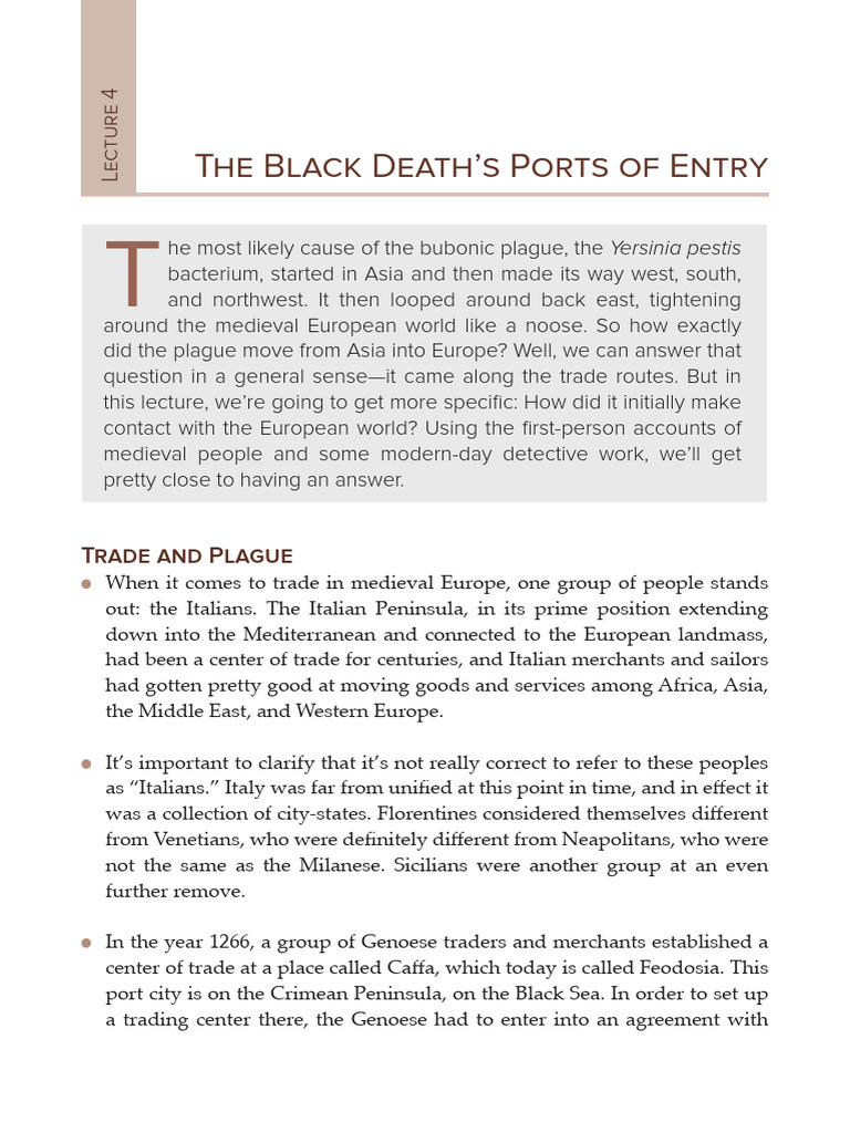 Dorsey Armstrong - Lecture 04 - The Black Death's Ports of Entry | PDF ...
