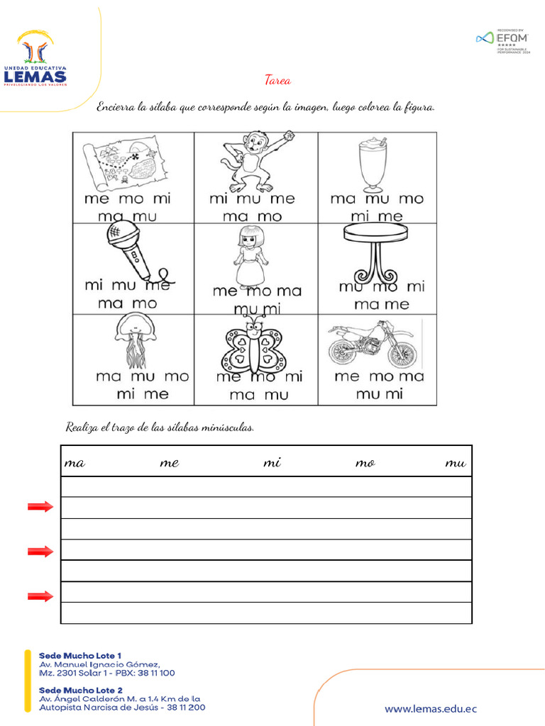 Tarea Refuerzo Silabas MM | PDF