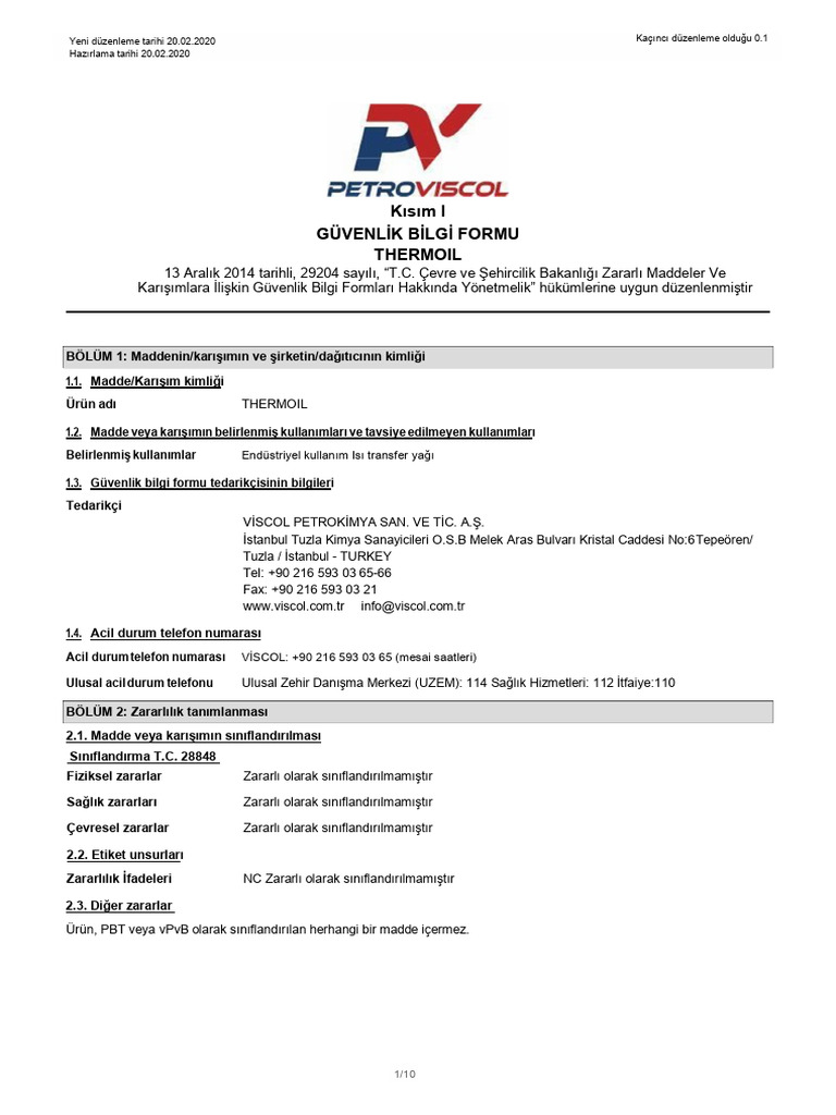 Thermoil Msds TR | PDF