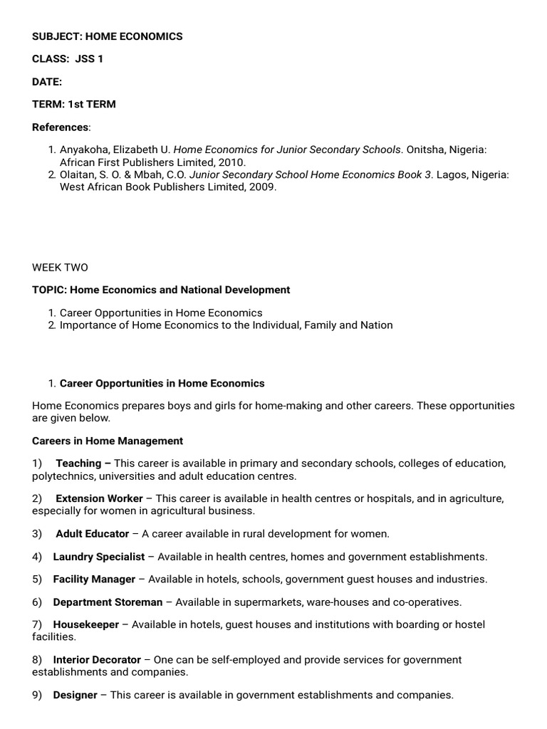 Home Economics: Key to National Growth | PDF | Home Economics | Economies