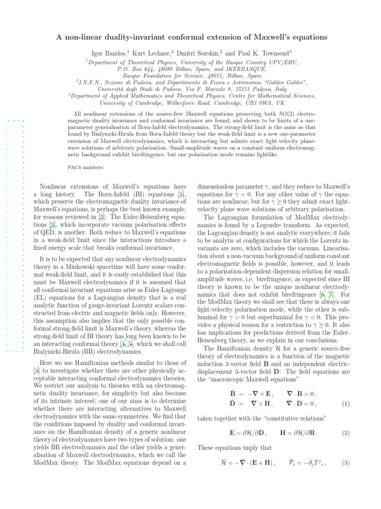 Modmax Legendre Transform | PDF | Hamiltonian Mechanics | Electromagnetism