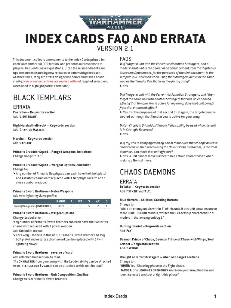 Eng Jun25 Wh40k Index Card Errata-tdmixllgob-Ahj9p6yuhz | PDF