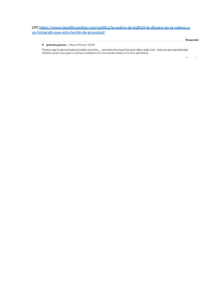 LPO Comentario de Odio | PDF