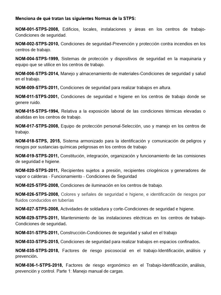 Guía Exámen-Normas STPS | PDF