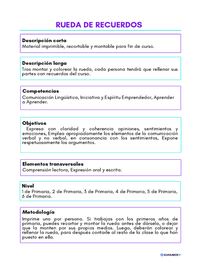 Actividad para Fin de Curso Rueda de Recuerdos | PDF | Comunicación humana