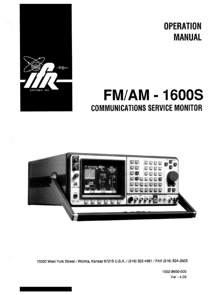 Ifr FM Am 1600s Operation Manual Ver4 | PDF