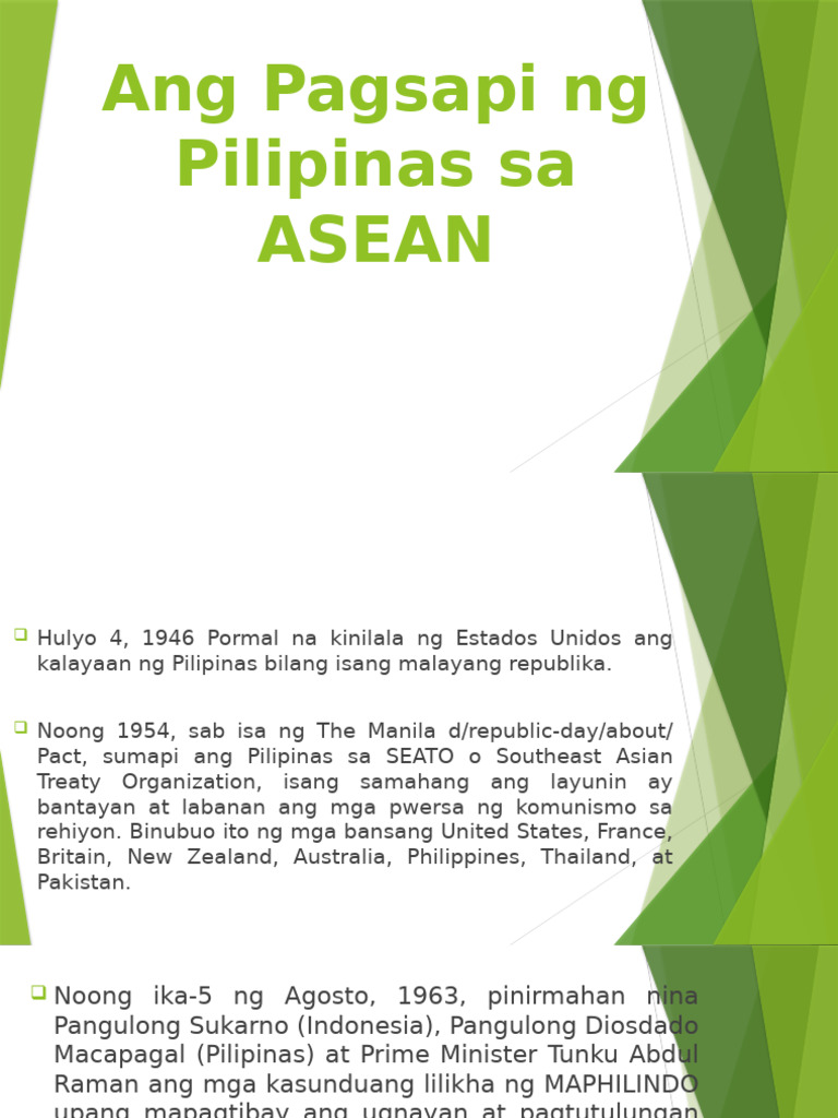 Ang Pagsapi NG Pilipinas Sa ASEAN | PDF