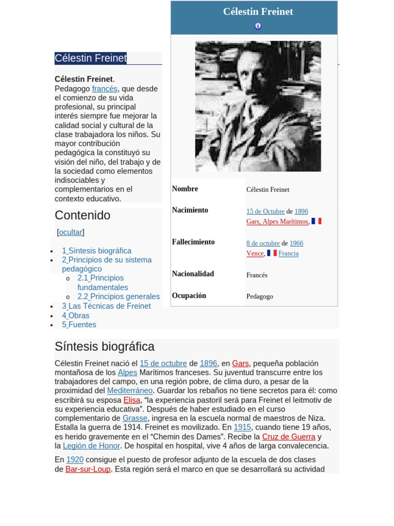 Celestin Freinet BIOGRAFIA | PDF