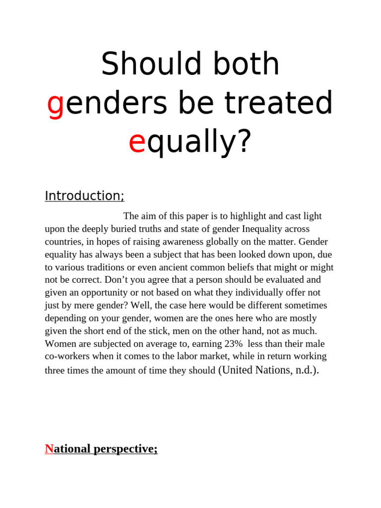 Gender Equality: Global Perspectives and Issues | PDF | Gender Studies ...
