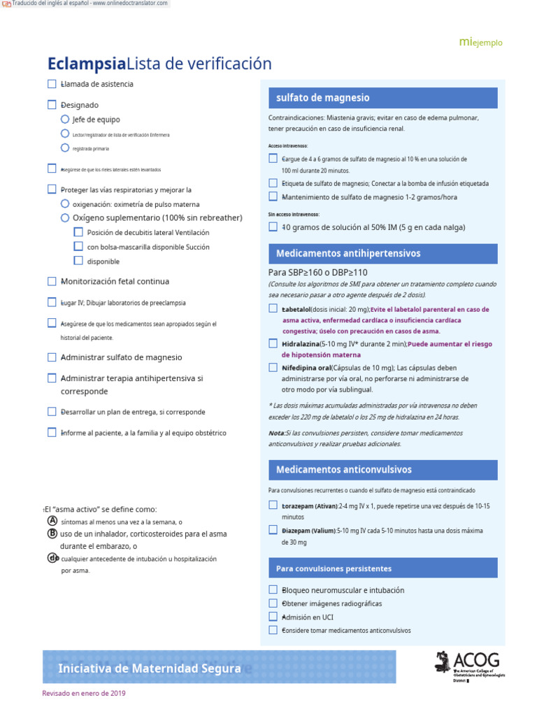 11 SMI Hypertension Bundle Eclampsia Checklist - En.es | PDF | Asma ...