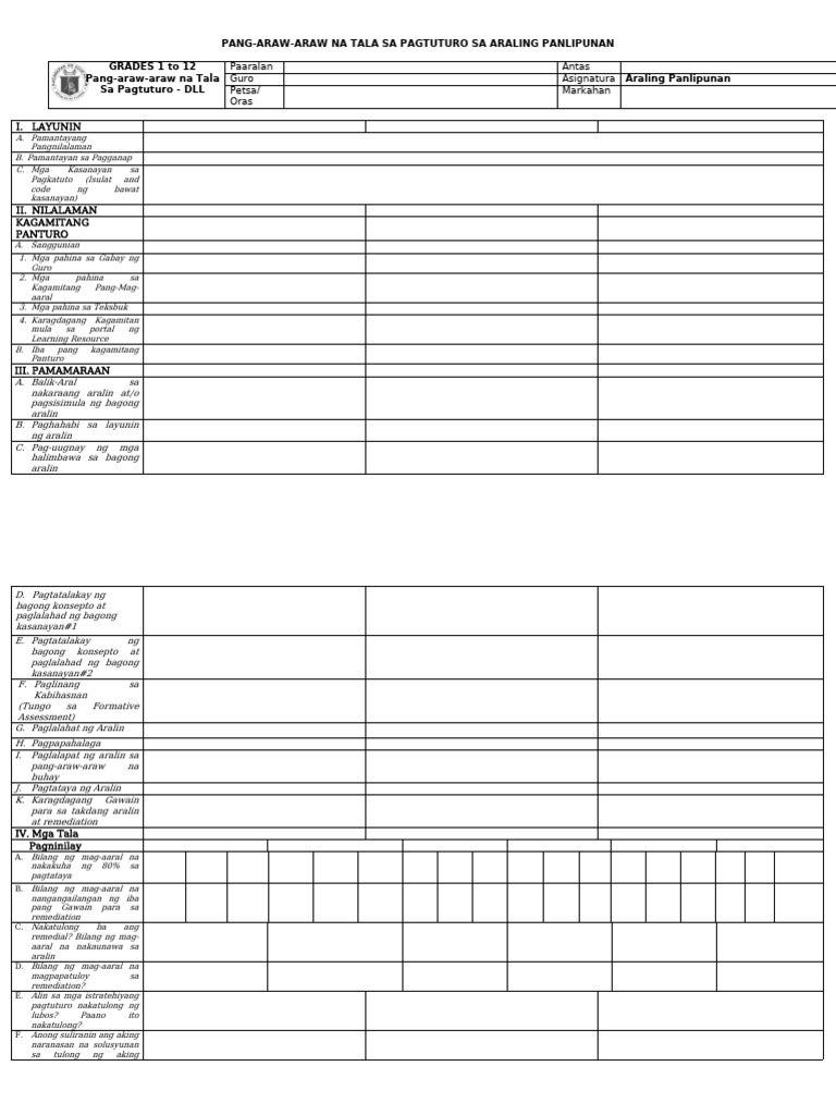 DLL DLP Template | PDF