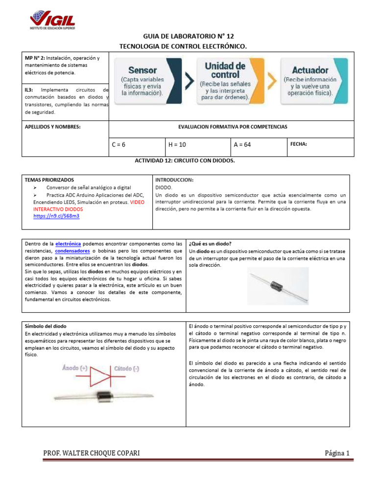 12 Guia de Laboratorio-Circuito Con Diodos 2025 | PDF | Diodo | Rectificador