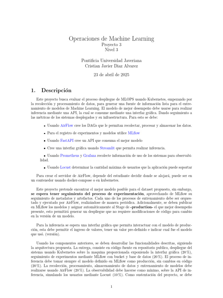 MLOPS Proyecto3 2025 | PDF | Metadatos | Bases de datos