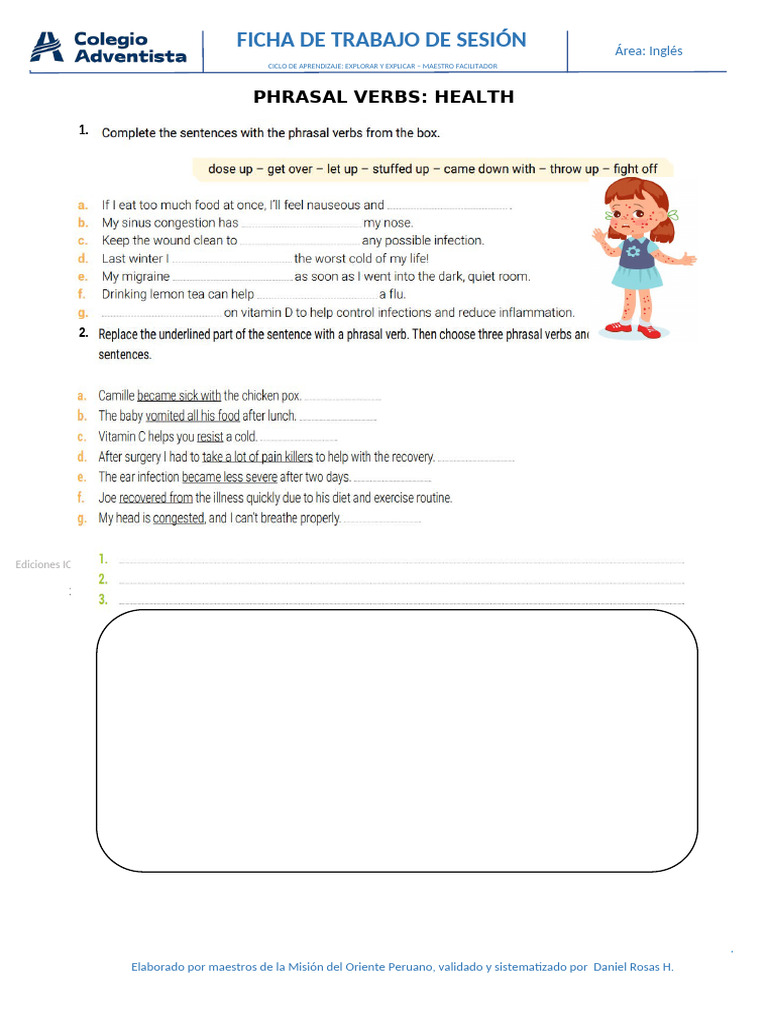 Ingles Ficha PHRASAL VERBS: HEALTH | PDF