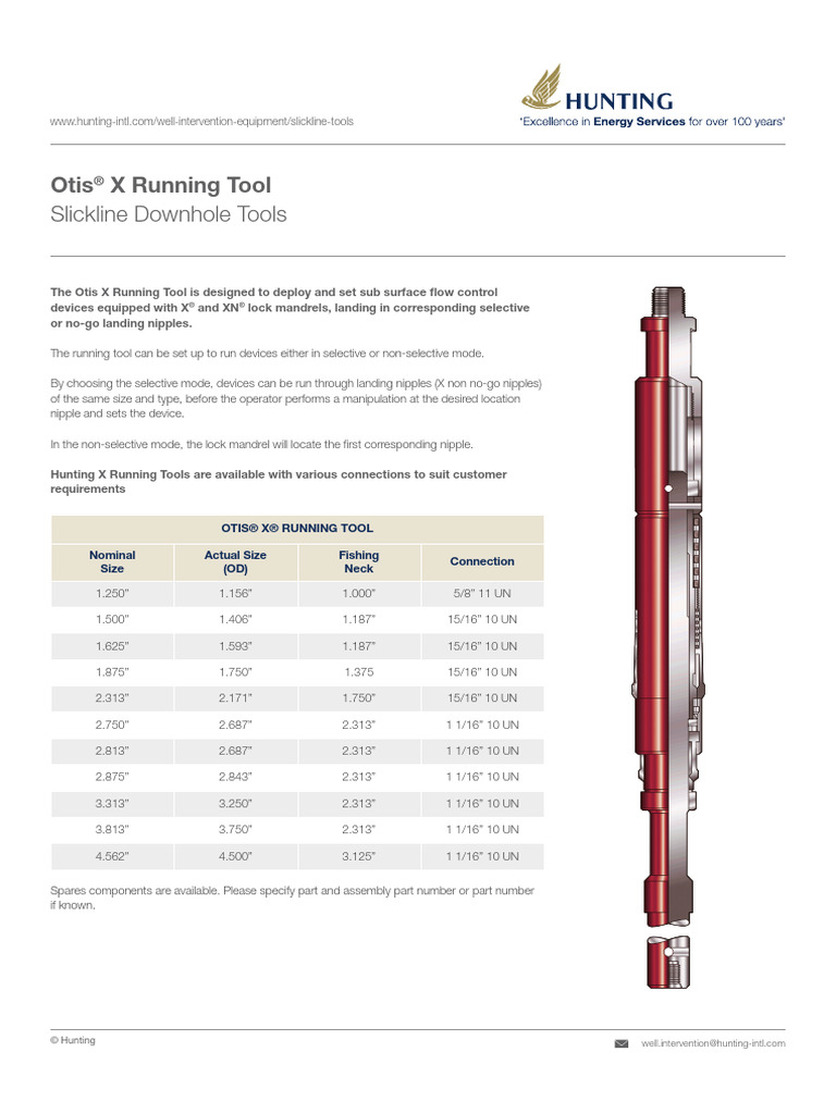 Otis X Running Tool Datasheet | PDF