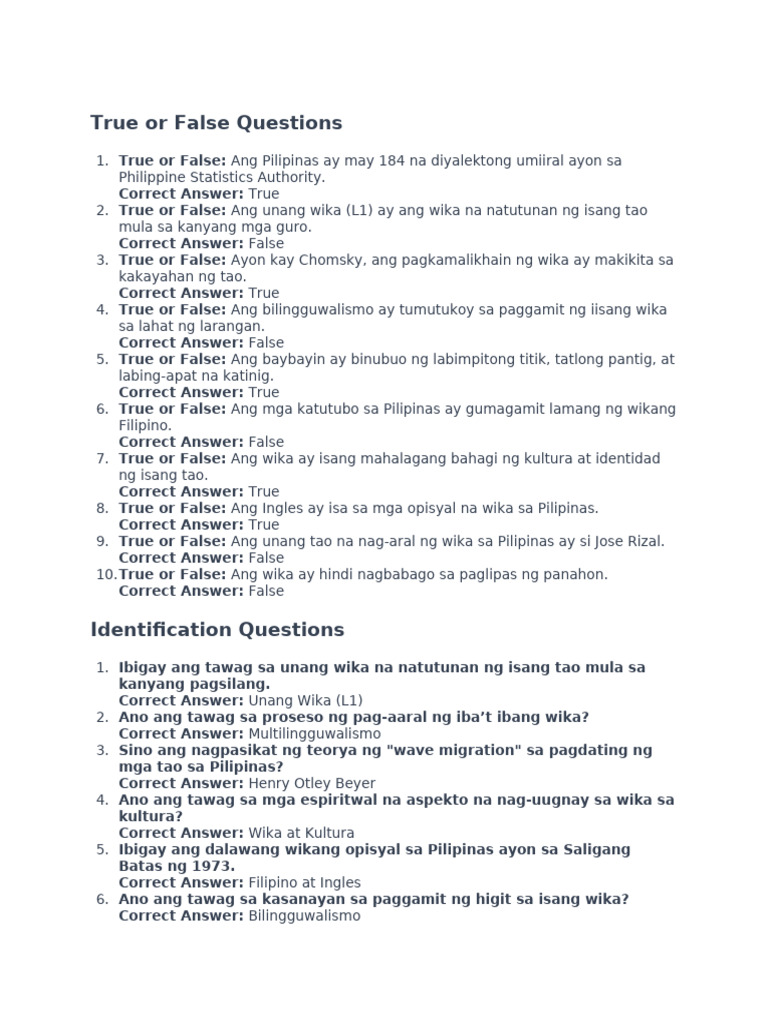 True or False Questions - Komunikasyon | PDF