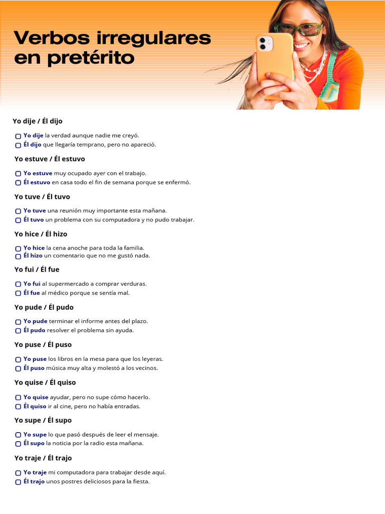 Verbos Irregulares en Preterito | PDF