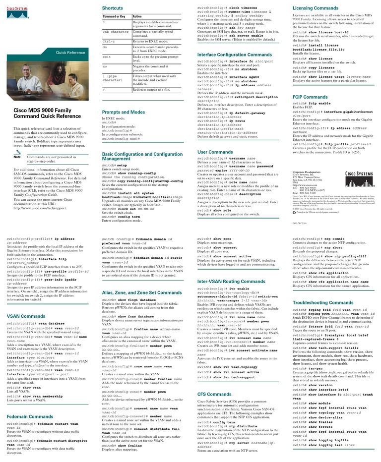 MDS Quick Commands | PDF | Ip Address | Secure Shell