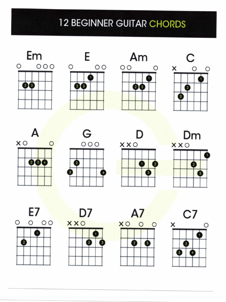 12 Beginner Guitar Chords | PDF