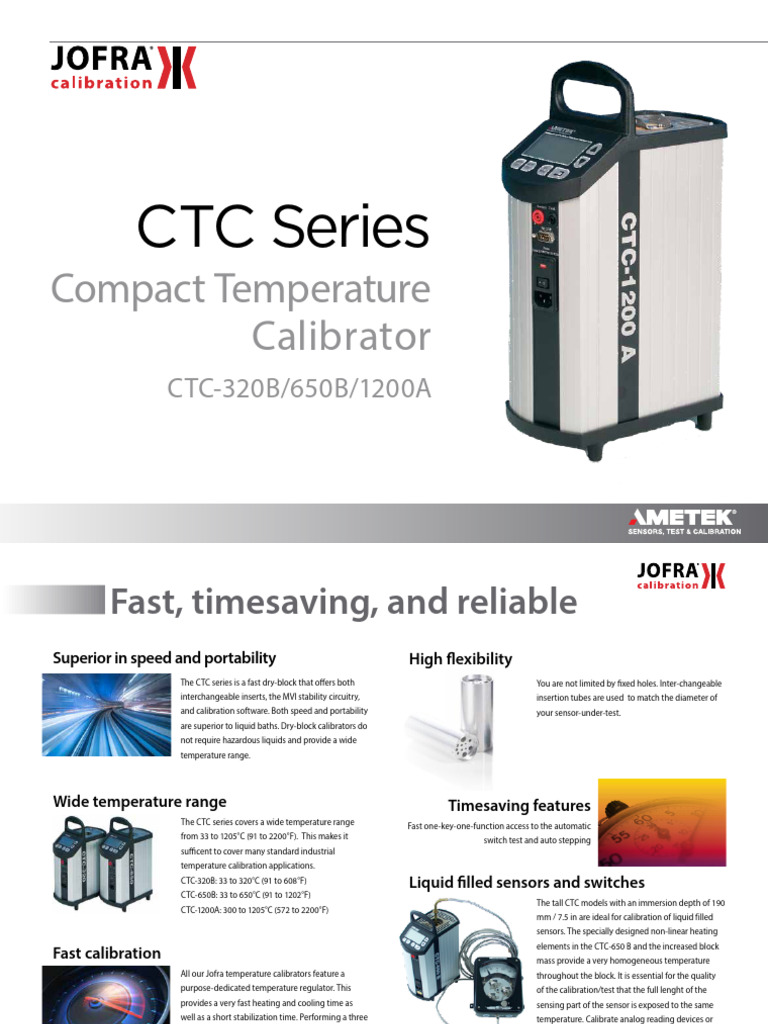 Compact Temperature Calibrator CTC 320 650 1200 Datasheet Us | PDF ...