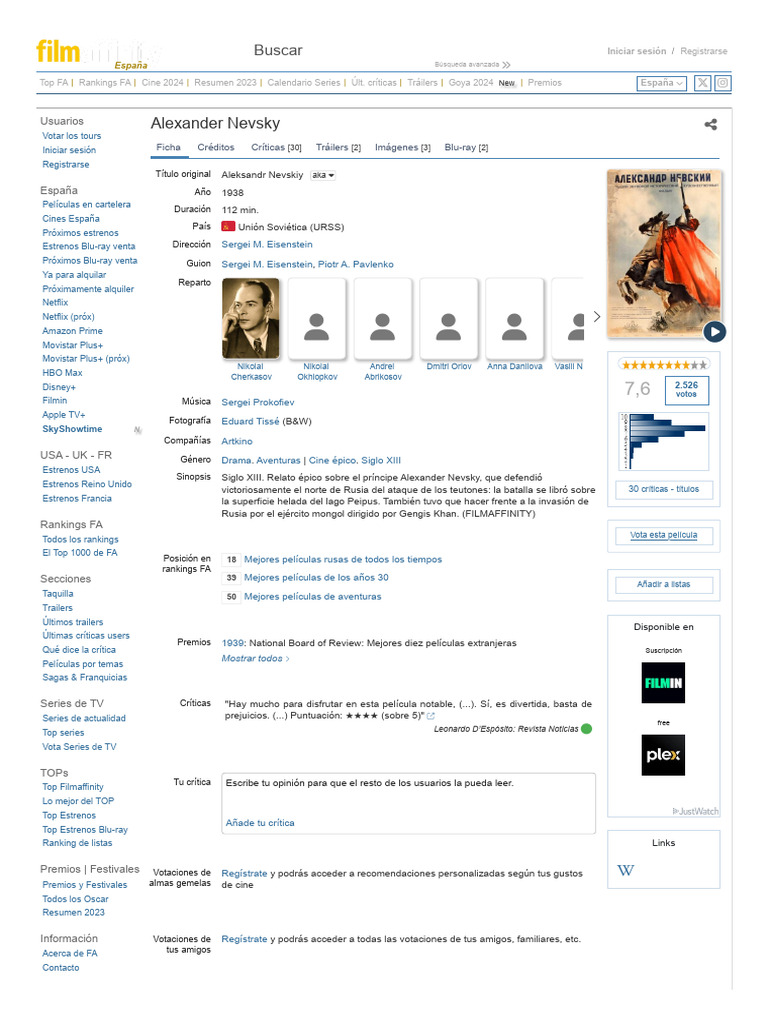 Alexander Nevsky (1938) - FilmAffinity | PDF