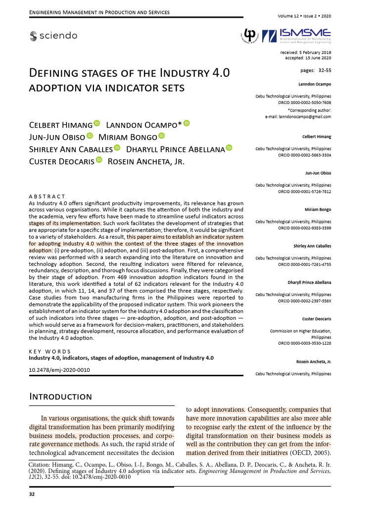 Himang 2020, Defining Stages of The Industry 4.0 Stages | PDF ...