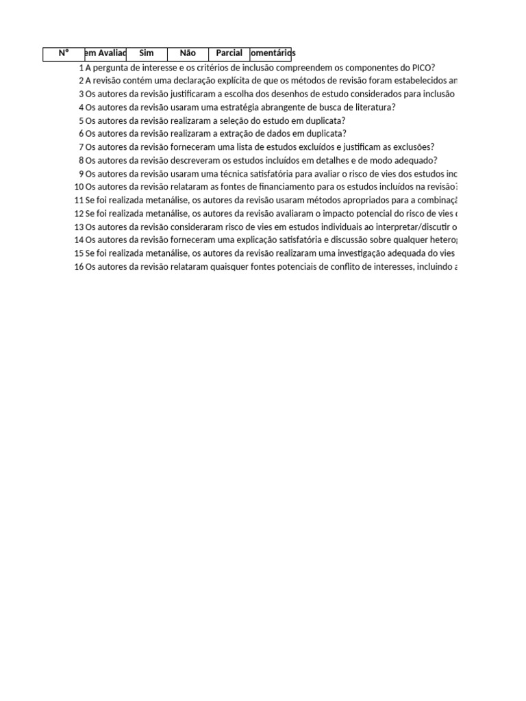 Checklist AMSTAR2 | PDF