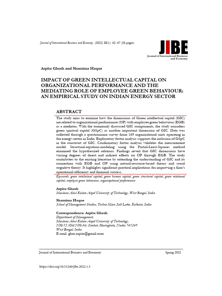 Article on Green Employees Green Intellectual Capital | PDF | Factor Analysis