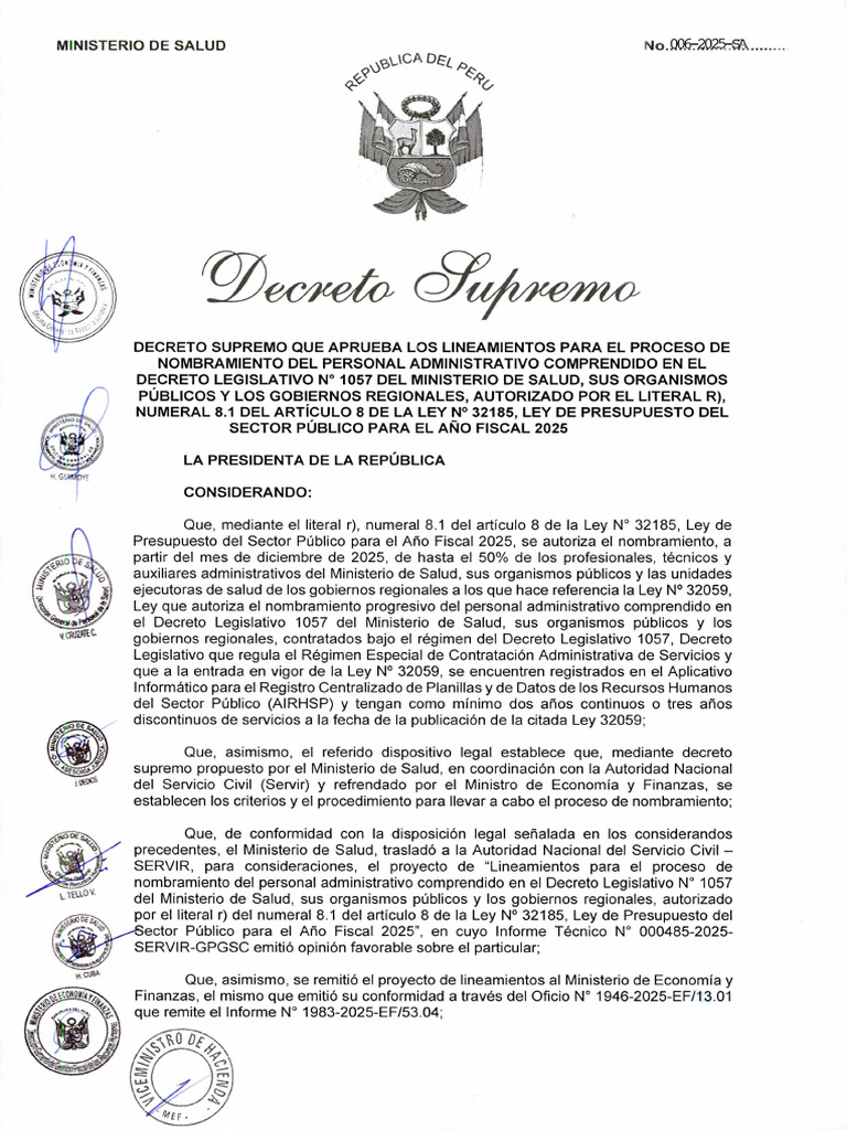 Decreto Supremo N 006 2025 Sa | PDF