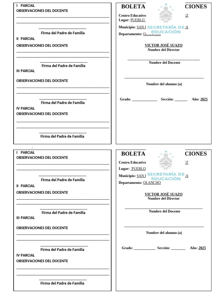 Boleta de Calificaciones Victor Josue Suazo | PDF