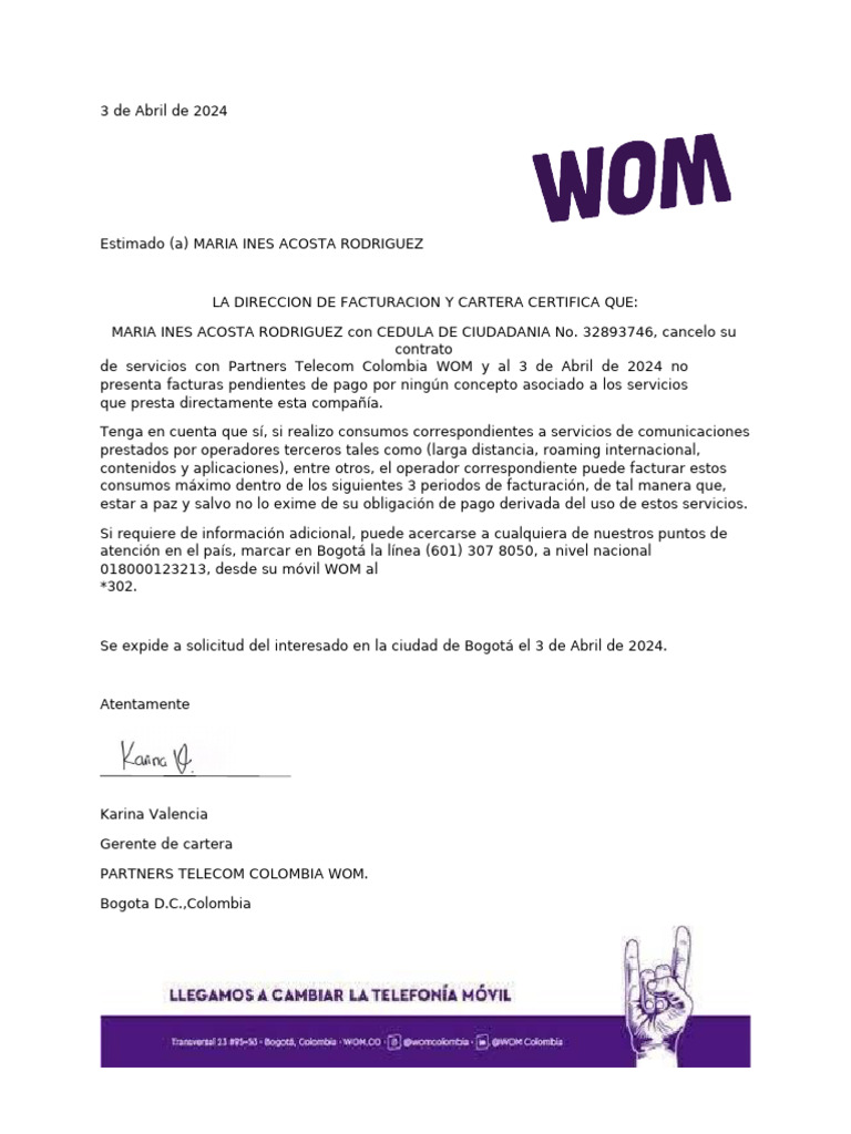 Wom Paz y Salvo | PDF