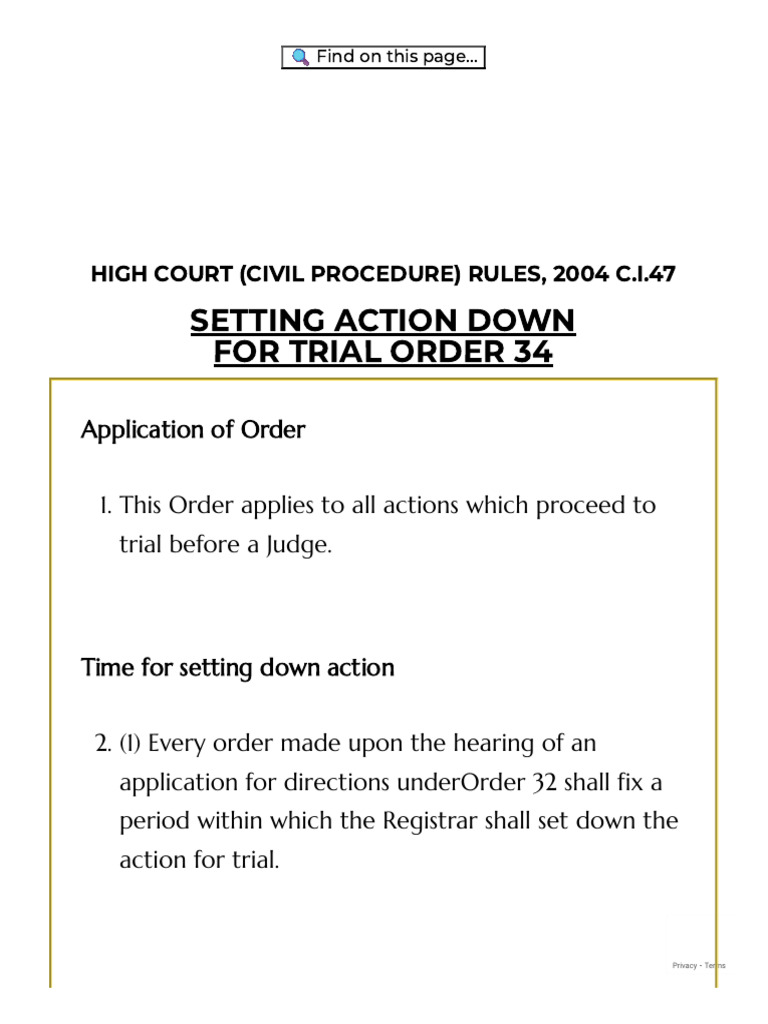 High Court Trial Setting Procedures | PDF | Trials | Government