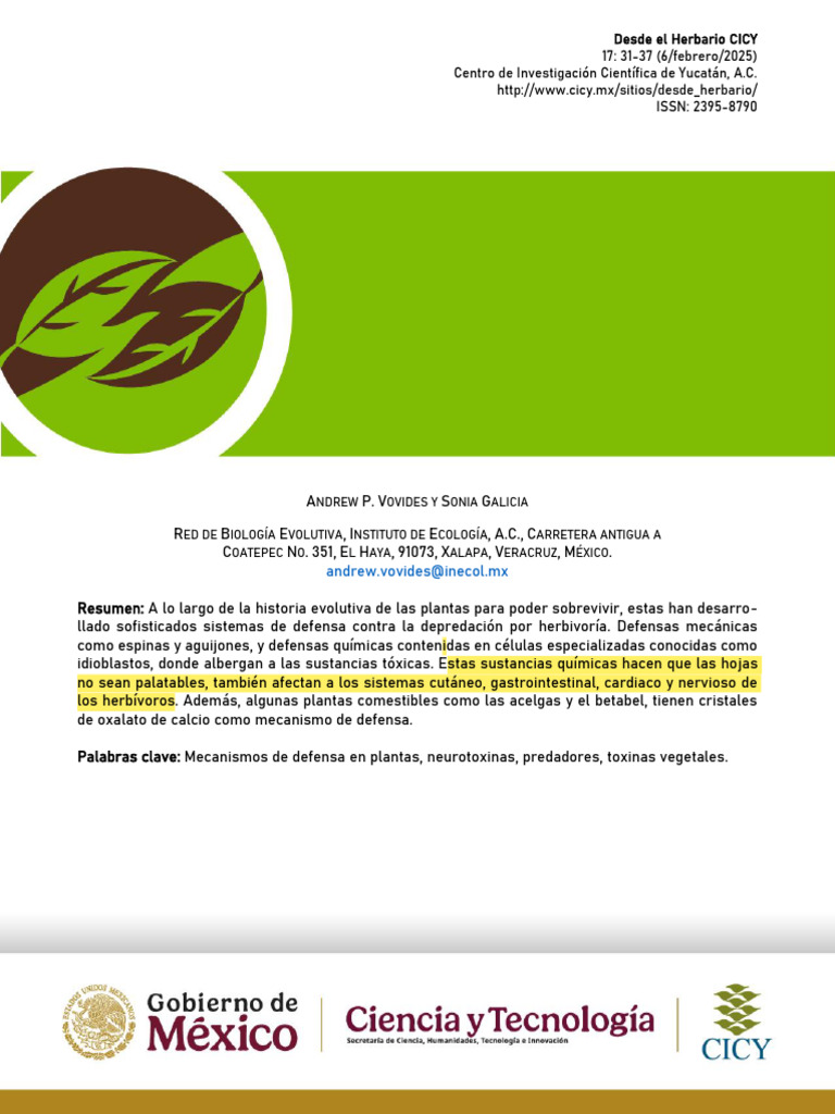 Idioblastos: Defensas vegetales clave | PDF | Tallo de la planta | Plantas