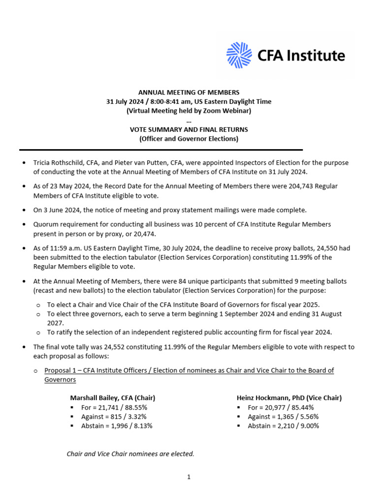AMM Final Vote Summary 31july2024 | PDF | Governance | Group Decision ...
