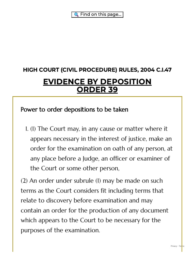 High Court Civil Procedure Depositions Guide | PDF | Deposition (Law ...