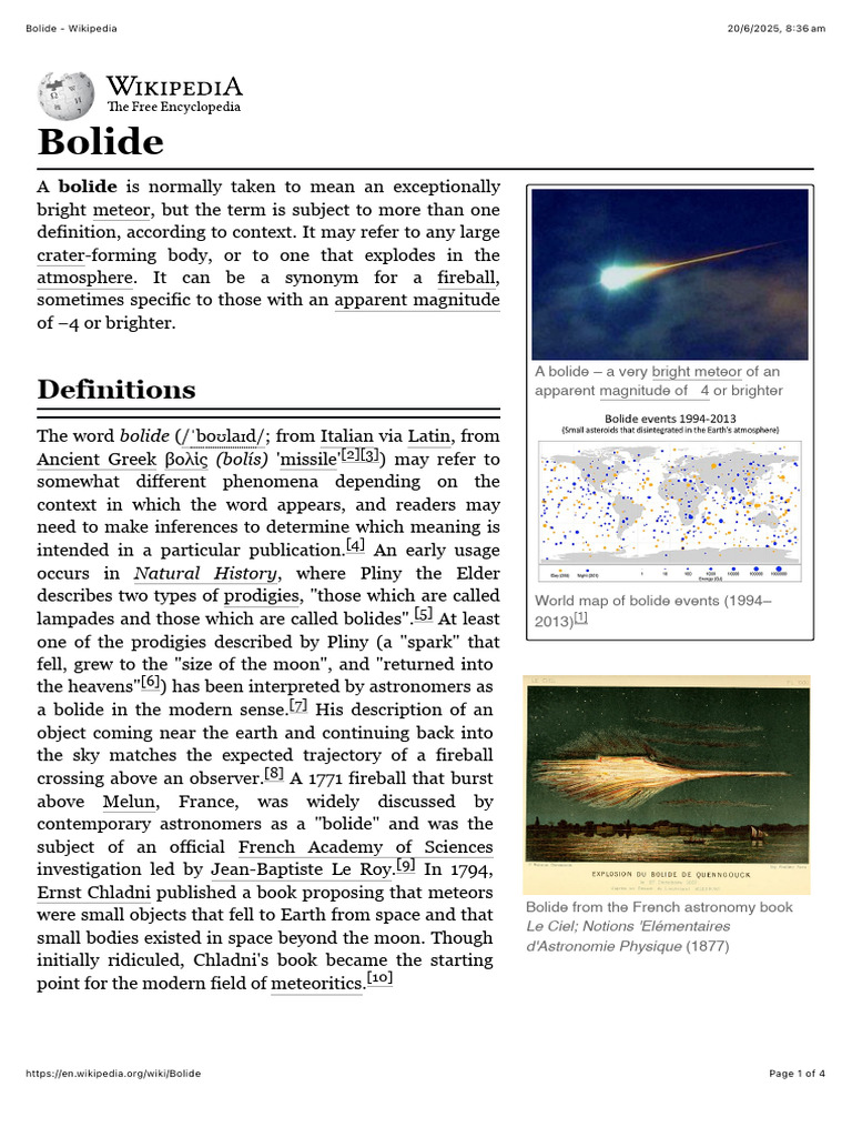 Understanding Bolides in Astronomy | PDF