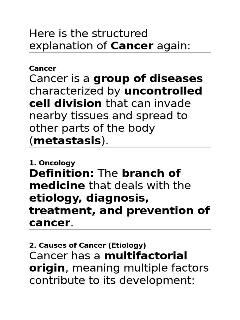 Understanding Cancer: Causes and Treatments | PDF | Cancer | Oncogene