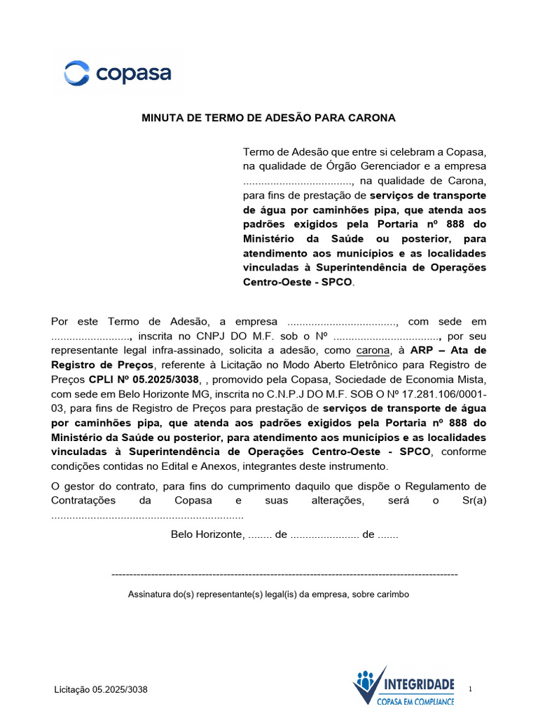 Termo de Adesão para Licitação 05.2025 | PDF | Economias