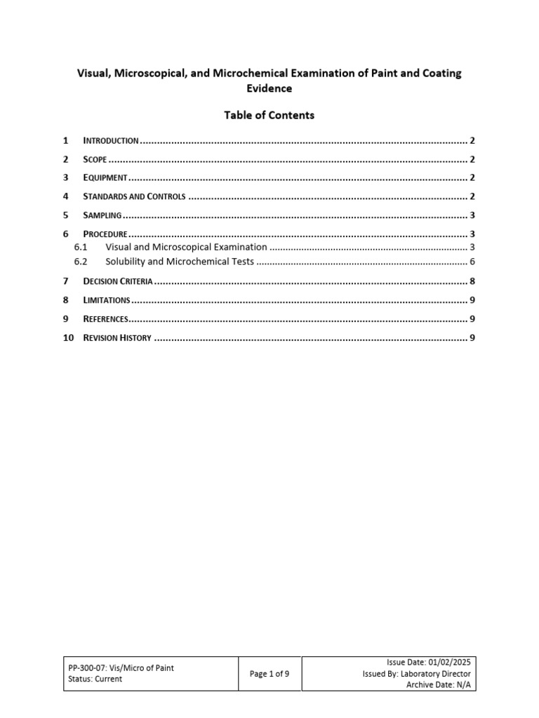 PP-300-07 Visual, Microscopical, and Microchemical Examination of Paint ...