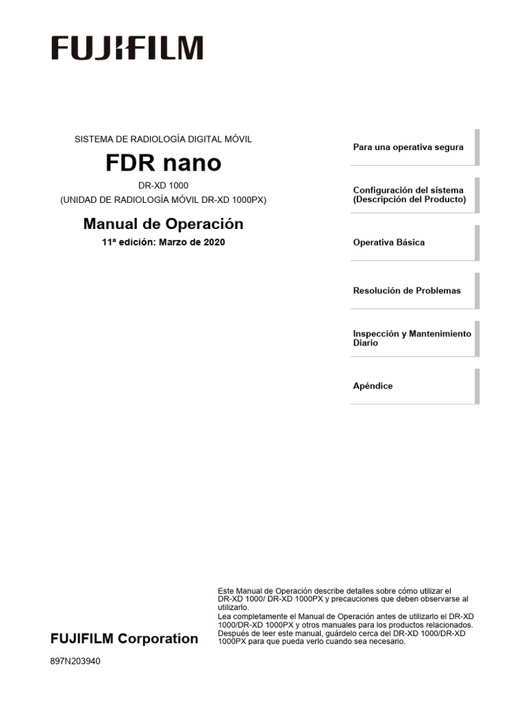 Manual de Operación DR-XD 1000/1000PX | PDF | Radiología | Software