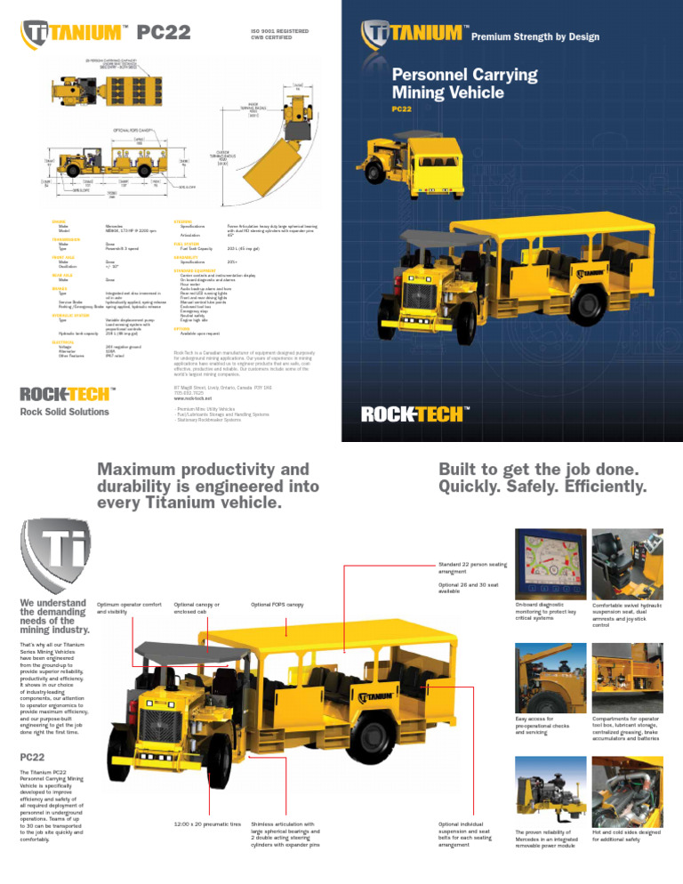 Titanium PC22 Mining Personnel Vehicle | PDF | Brake | Steering