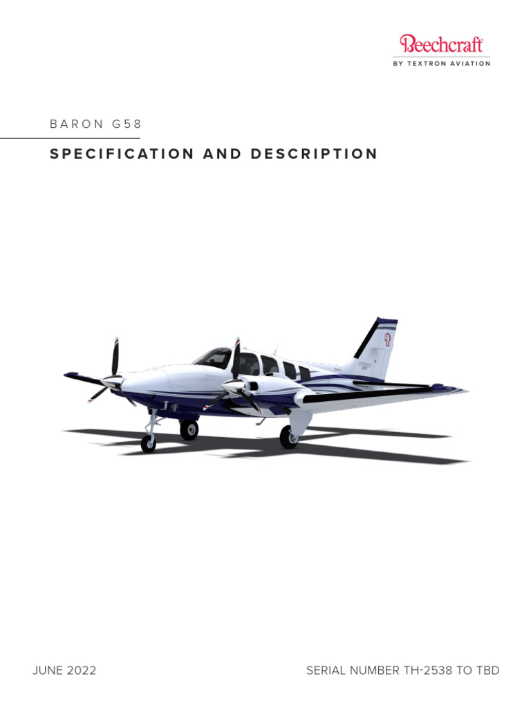 Baron G58 Specification and Description | PDF | Aviation | Aircraft