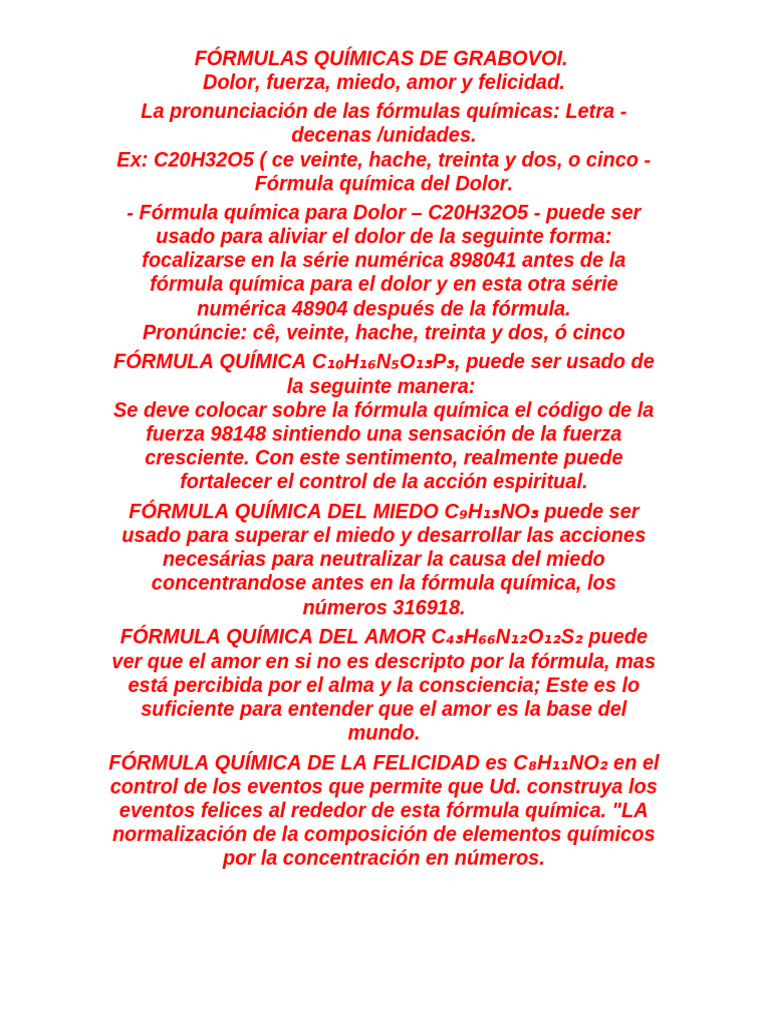 Fo Rmulas Qui Micas de Grabovoi | PDF