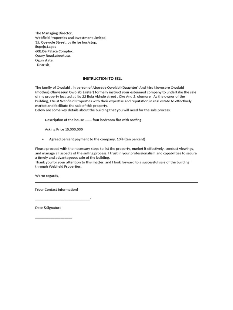 Complete Letter of Instructions | PDF