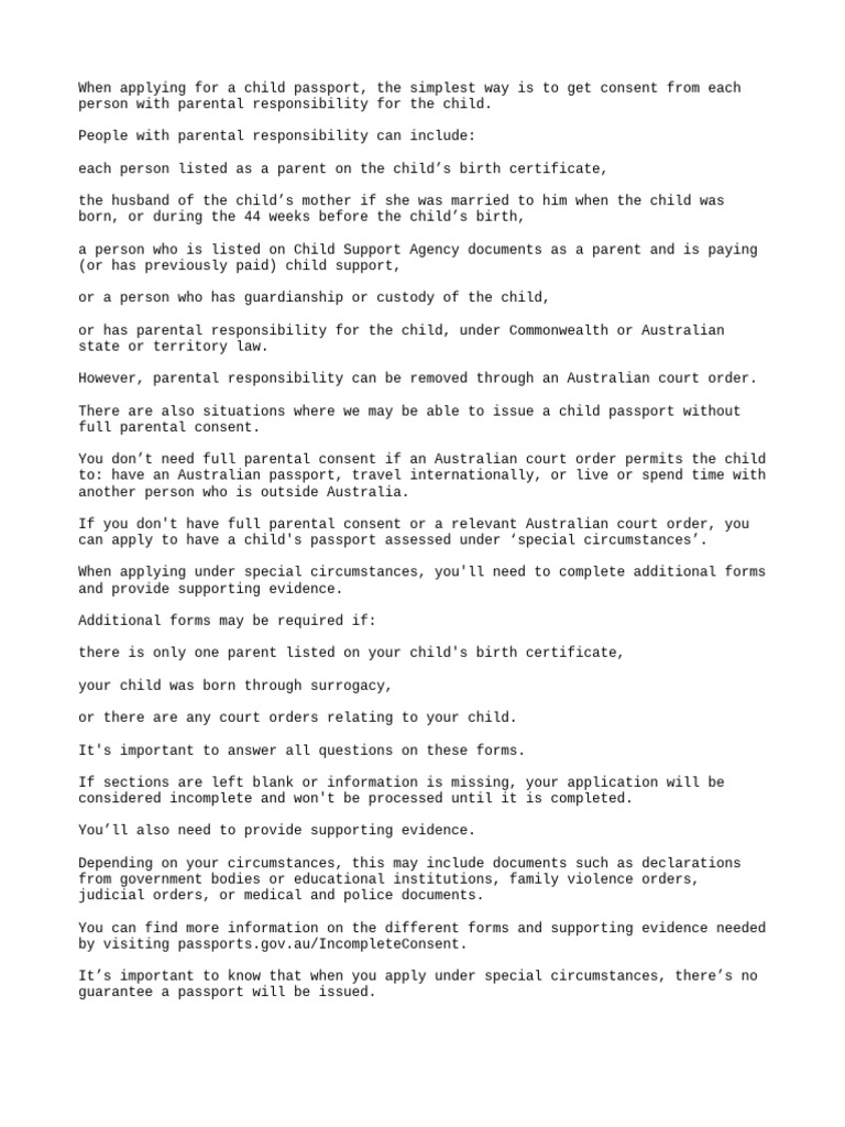 Applying For A Child Passport Without Full Parental Consent ...